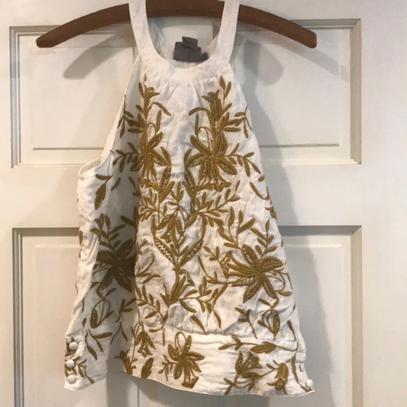 Tops | Linen Embroidered Top | Poshmark